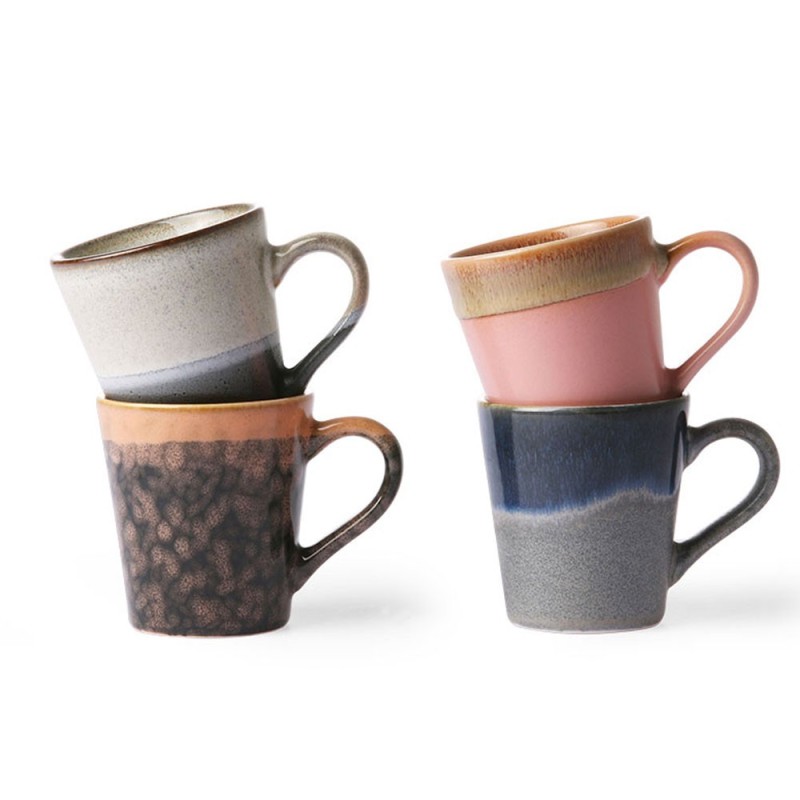 Tasse Espresso En C ramique 70 s lot De 4 HKliving